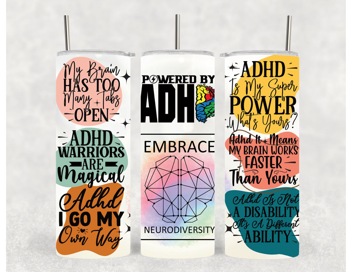Powered by ADHD - 20oz Tumbler – Fidget & Co.