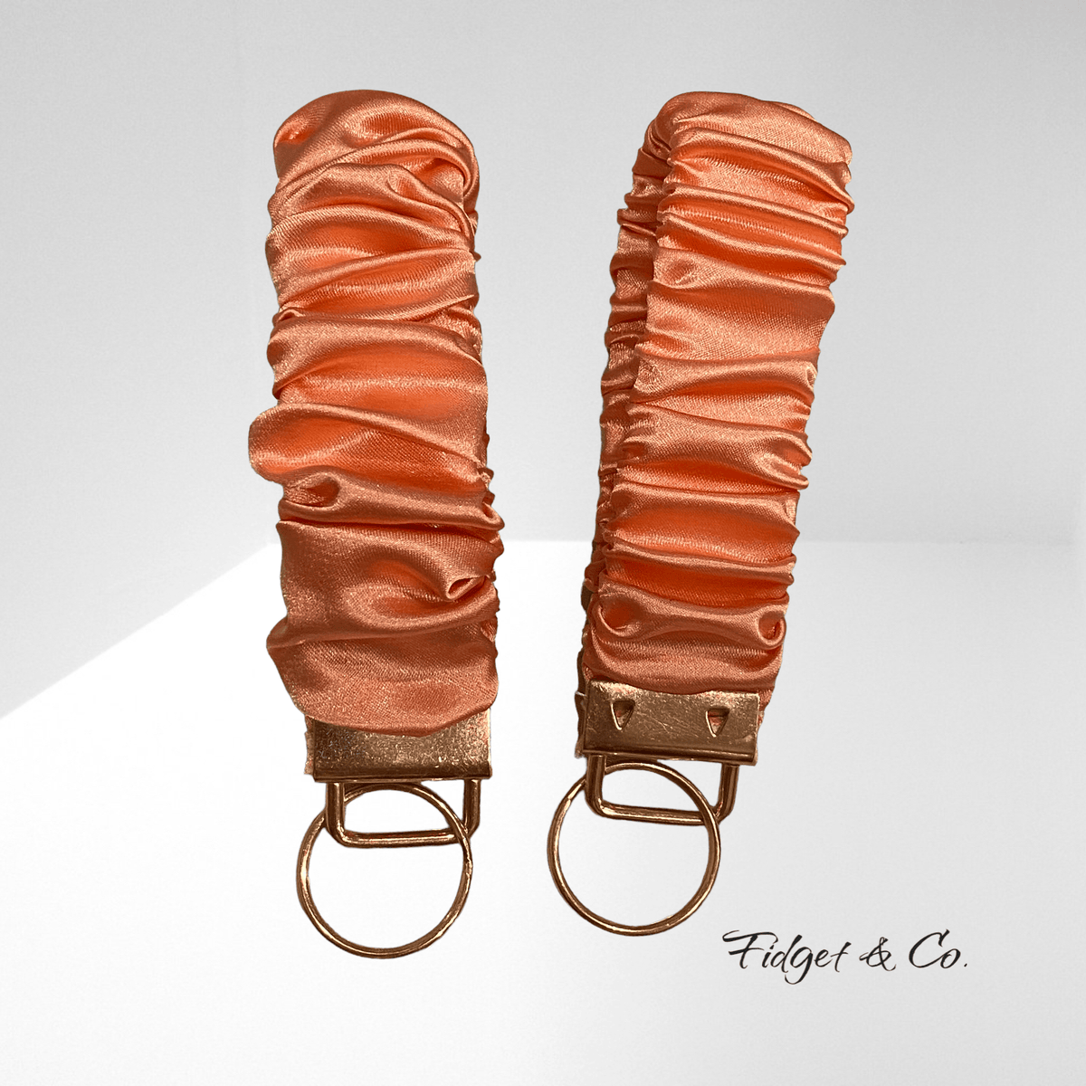 Scrunchie Wristlet Keychain Fob - Deluxe Satin - Coral – Fidget & Co.